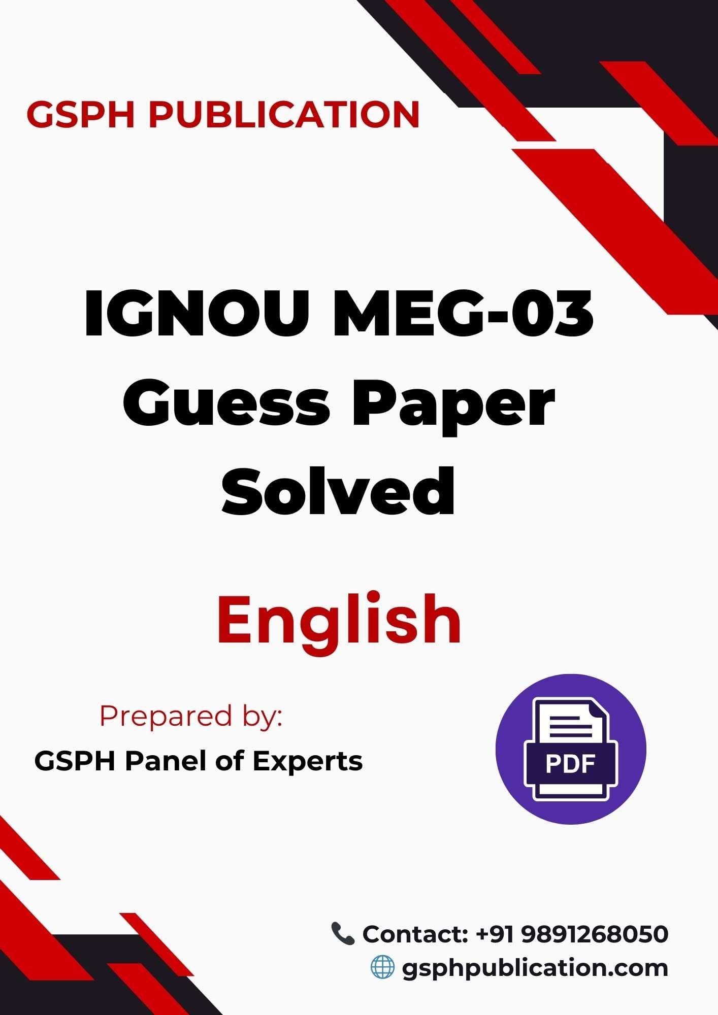 IGNOU MEG-03 Guess Paper Solved - GSPH Publication IGNOU Solved Assignment